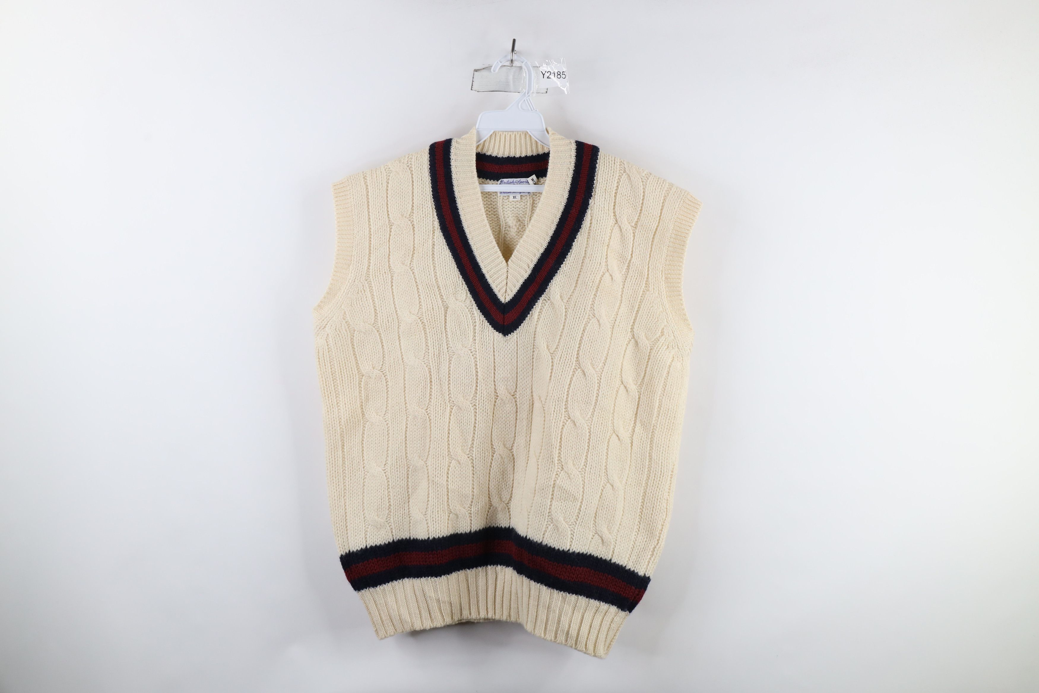 Vintage Vintage 70s Dapper Chunky Wool Cable Knit Sweater Vest Cream ...