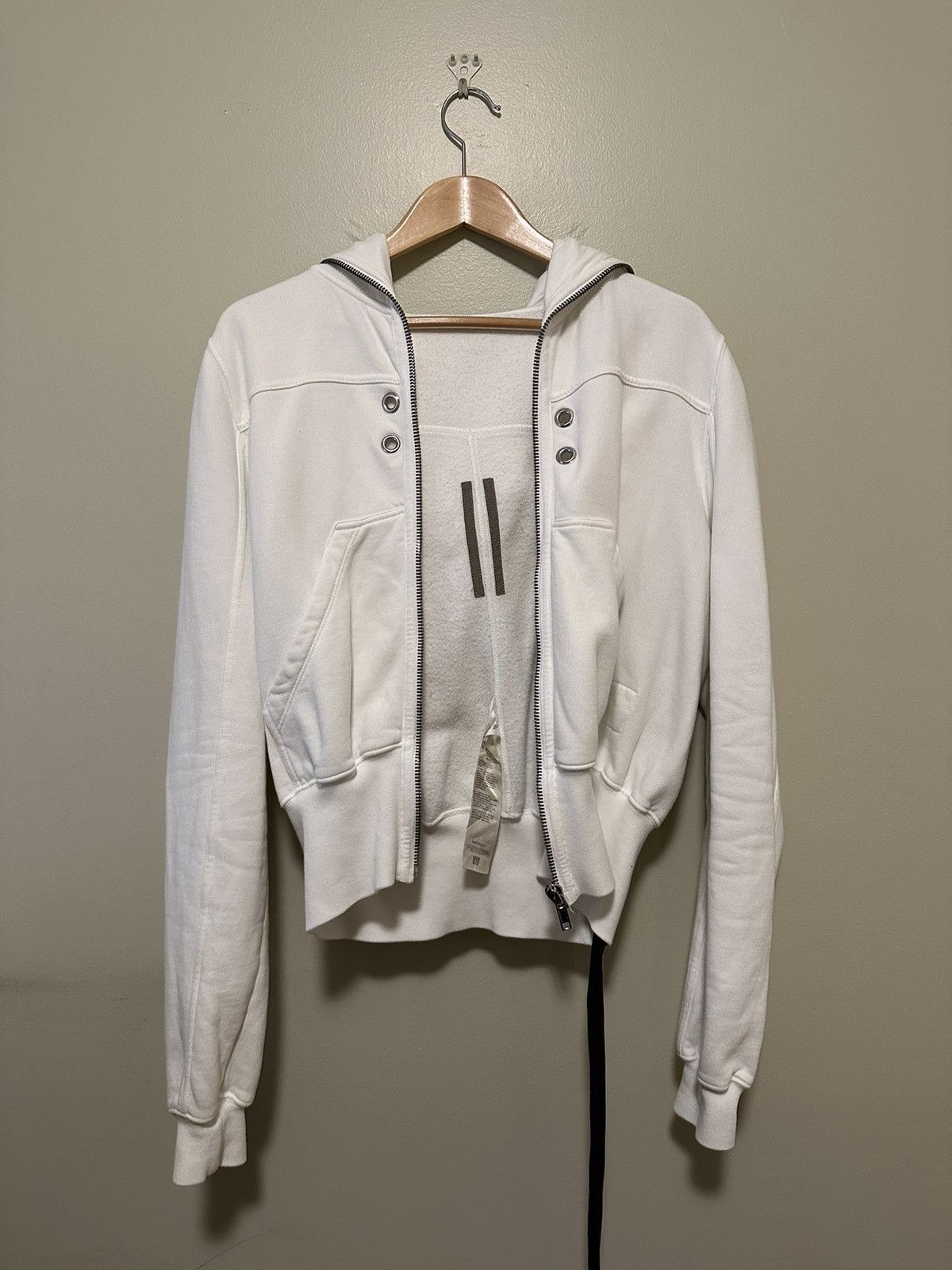 Rick Owens × Rick Owens Drkshdw Rick Owens White Eyelet Gimp Fill Zip ...