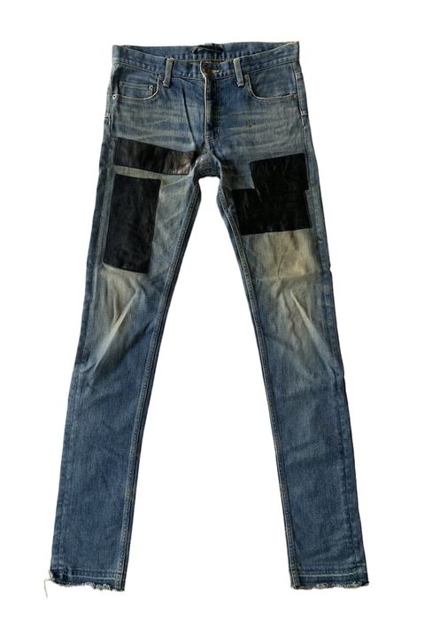 Christian Dada Runway Leather Patch Jeans | Grailed