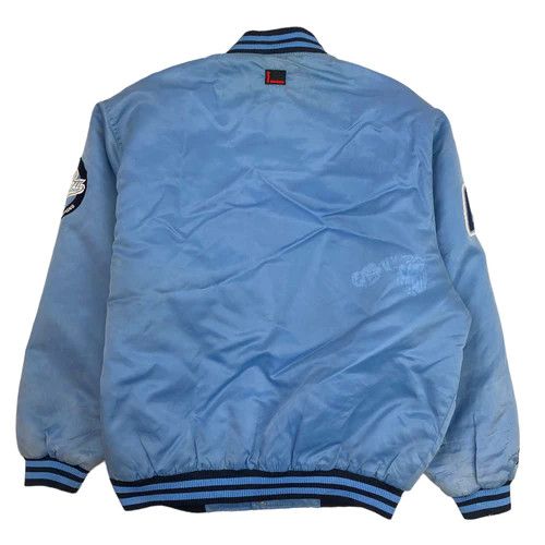 Fubu Y2K FUBU SATIN VARSITY JACKET BABY BLUE | Grailed