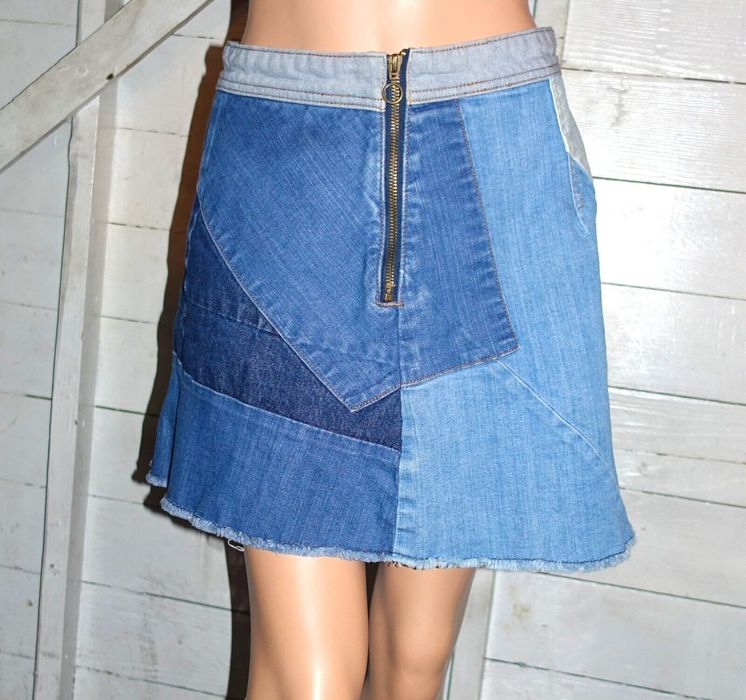 Vintage Vintage Color Block Denim Skirt S | Grailed