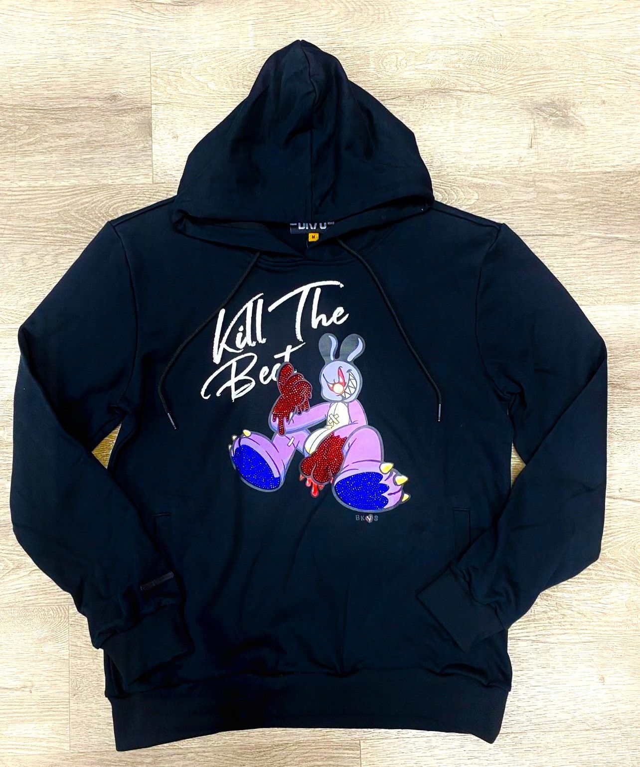 Streetwear × Vintage Large BKYS Kill The Beat Rabbit Rhinestone Black ...