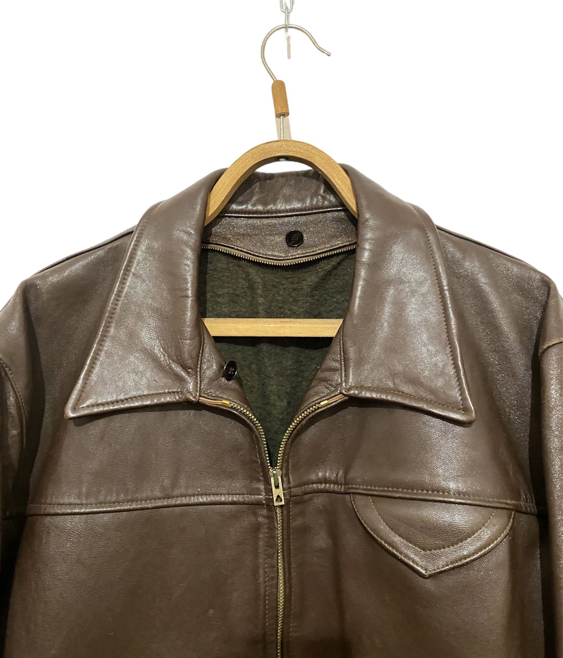 Leather Jacket × Vintage Vintage 60s Retro French Distressed Leather ...