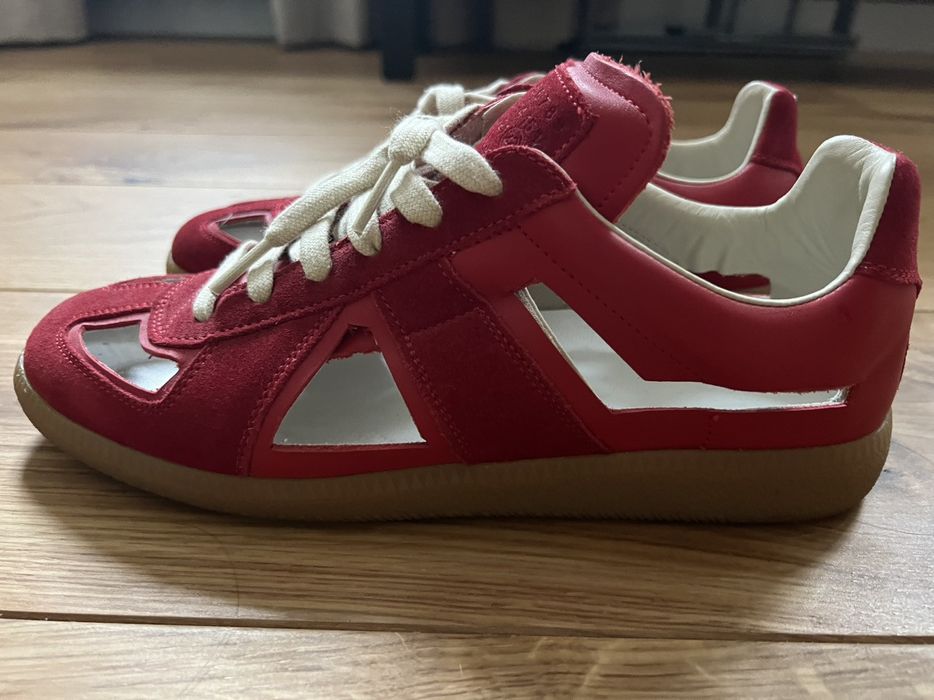 Maison Margiela Red cut out Maison Margiela Replica low top sneakers ...