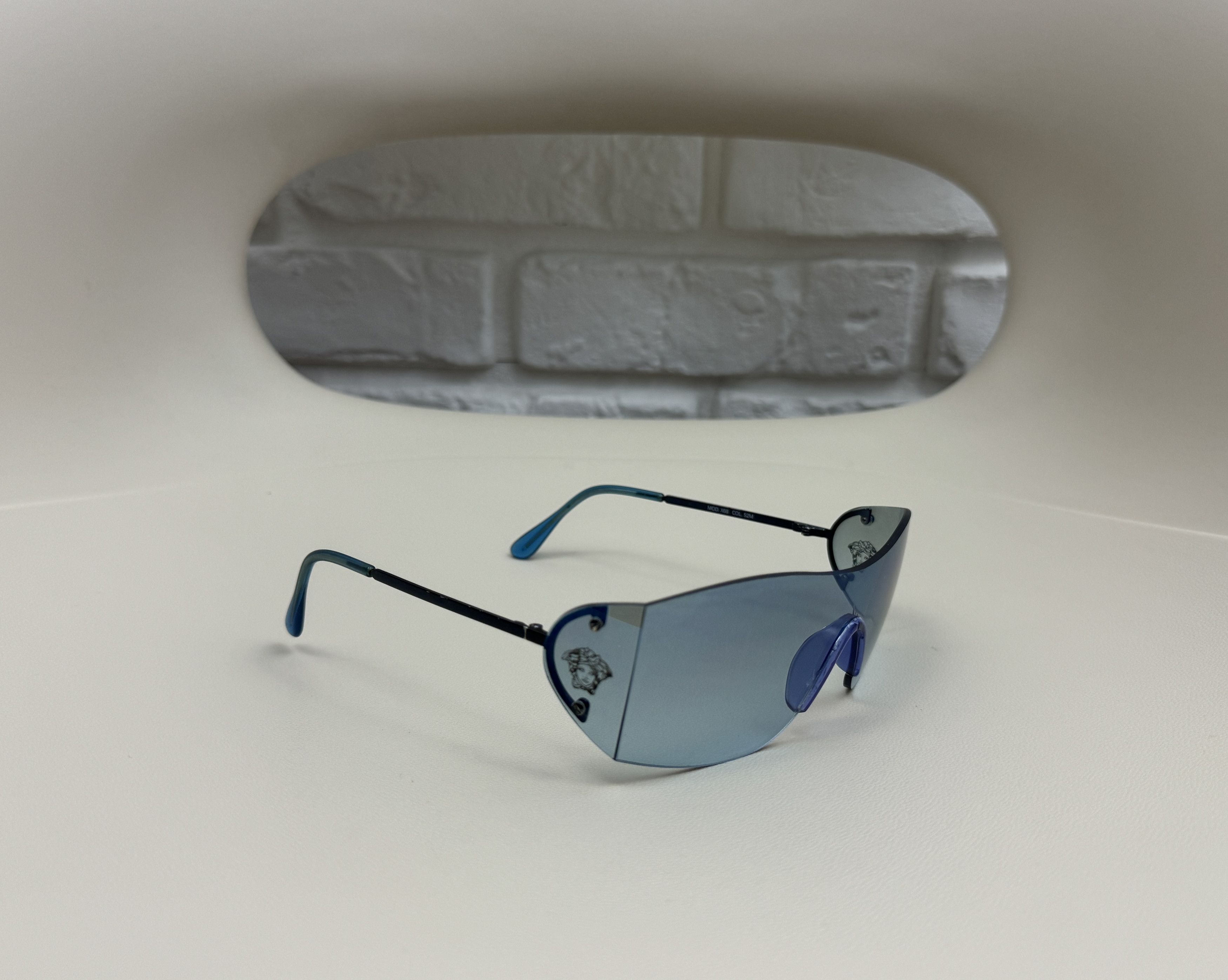 Vintage Rare Gianni Versace Shield Sunglass Medusa Navy Blue Mod X68 ...