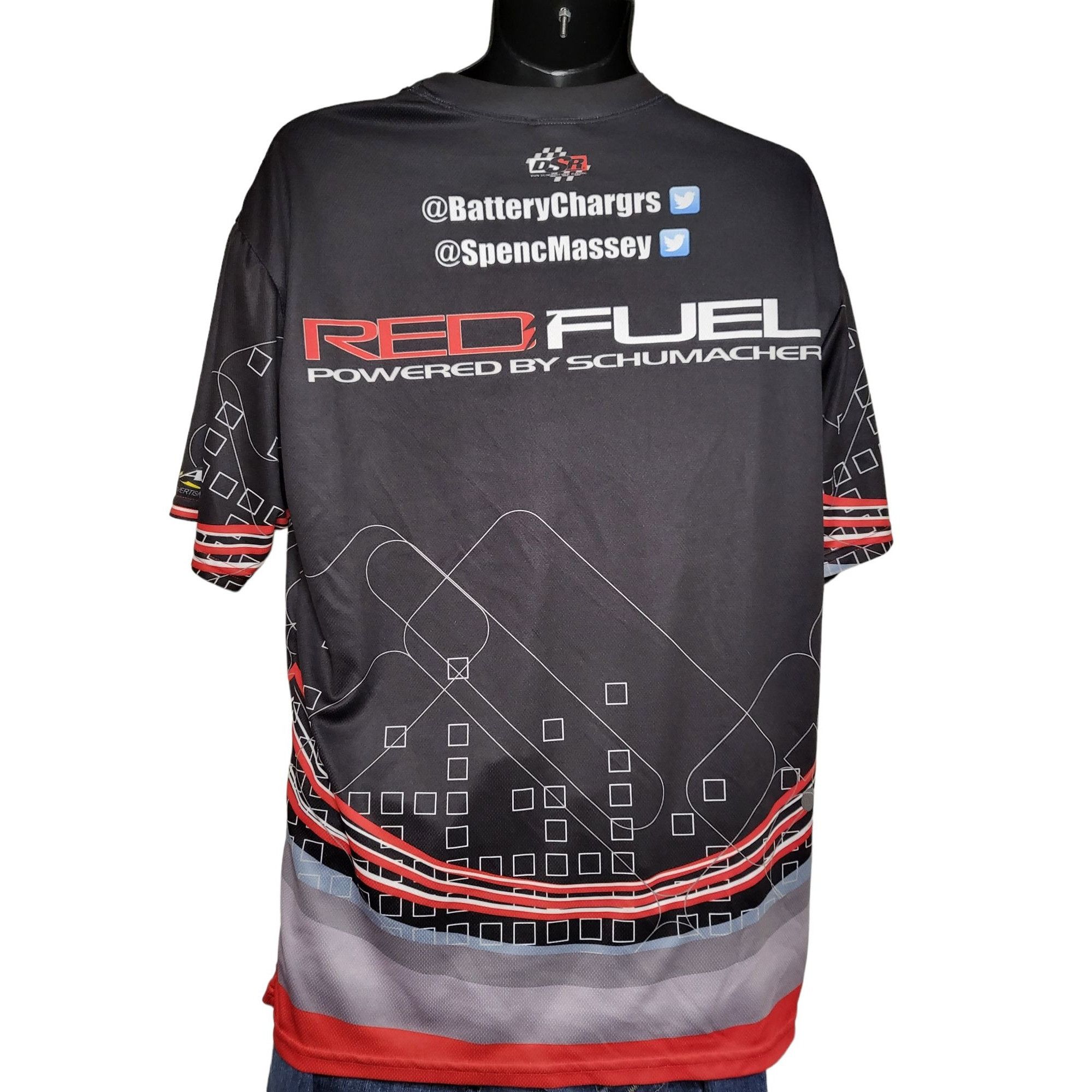 Streetwear AE Red Fuel Shirt Men Sz L Powered By Schumacher Short Sleev ...