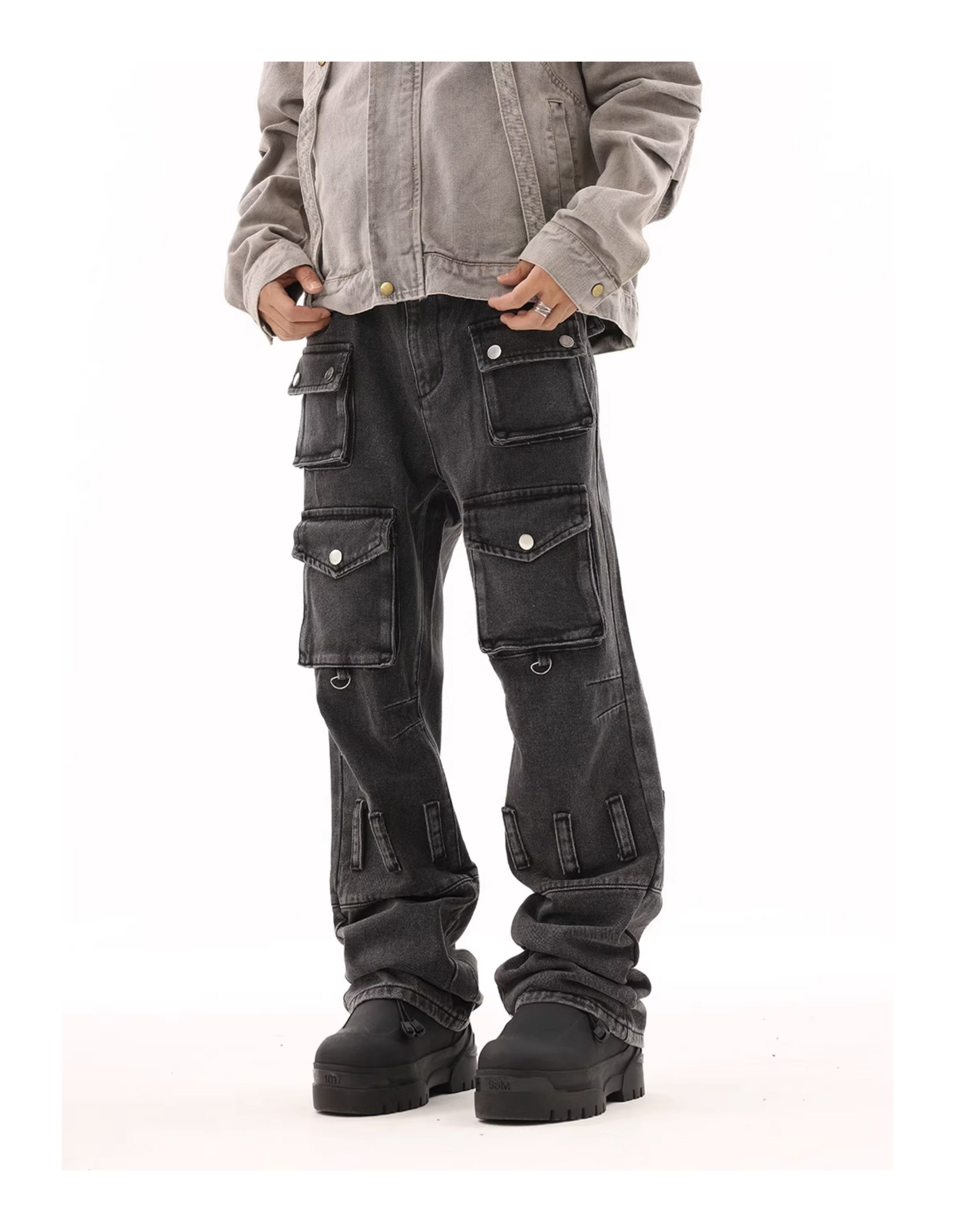 Designer × Japanese Brand × Vintage function denim faded double cargo ...