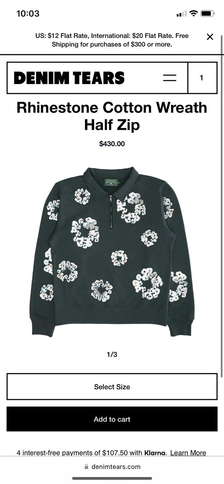 DENIM TEARS Rhinestone wreath zip up | Grailed