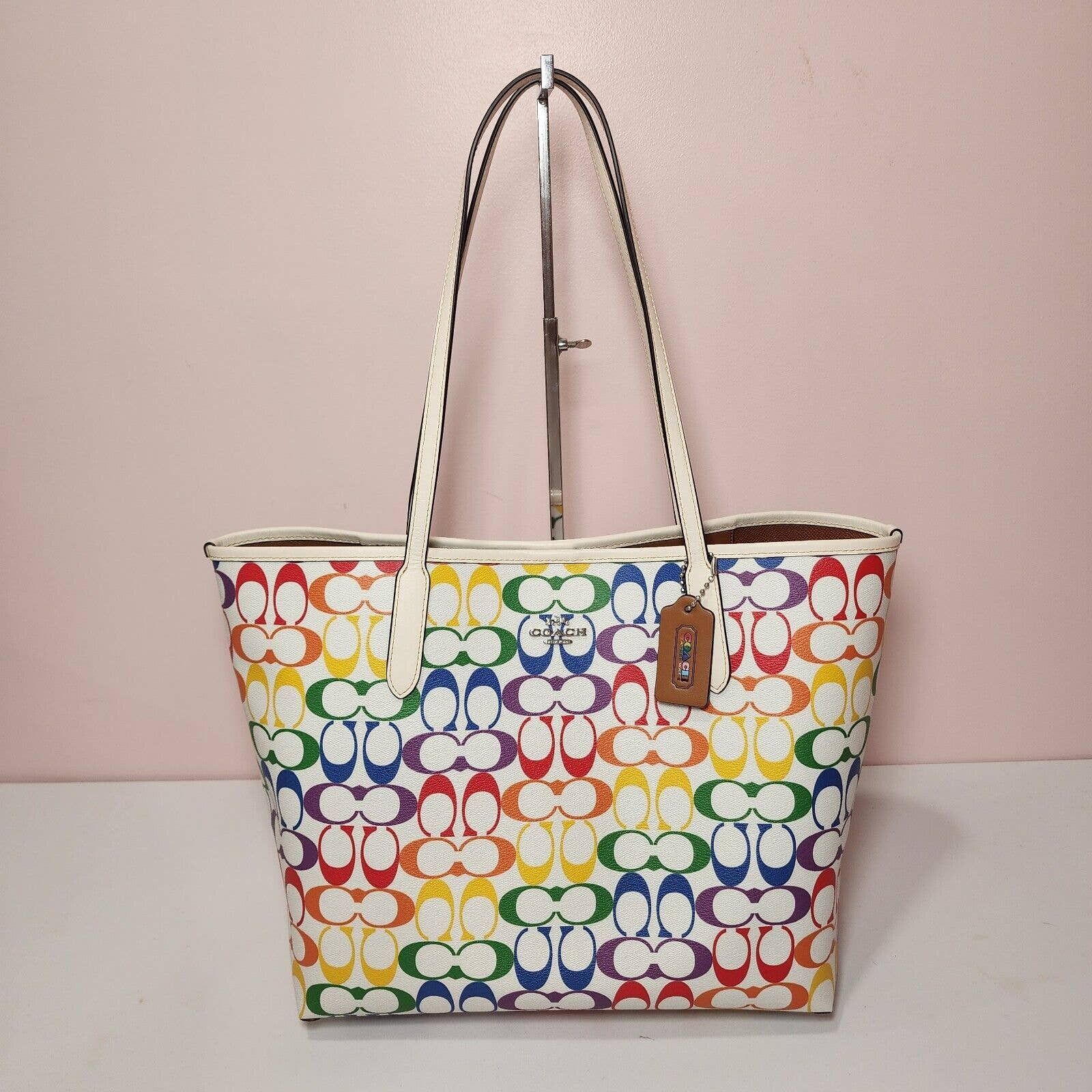 Coach NWT Coach C4181 City Tote Rainbow Signature Chalk Multi | Grailed