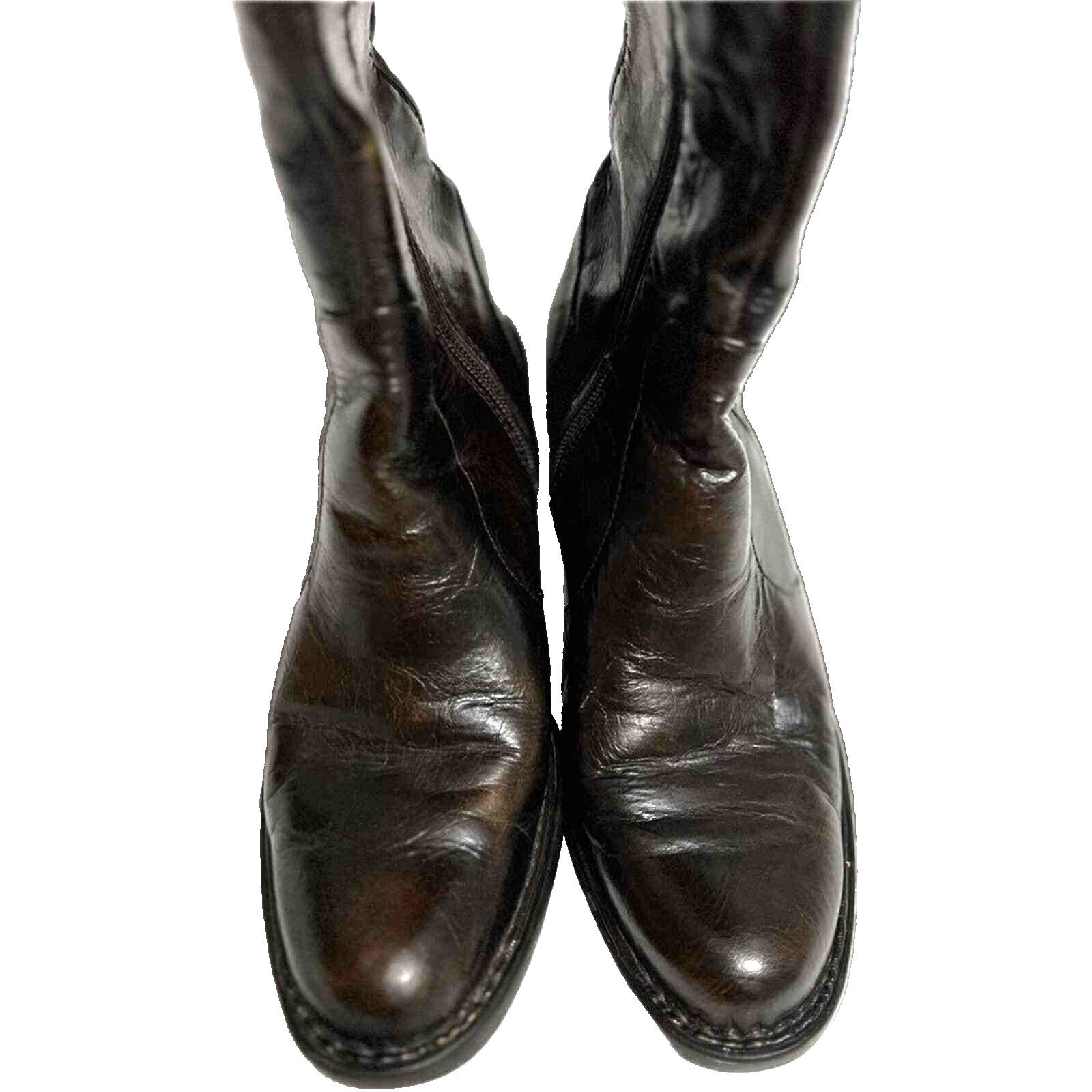 Born Born Crown Crinkle Leather Riding Boot Brown sz9 Wide Calf | Grailed