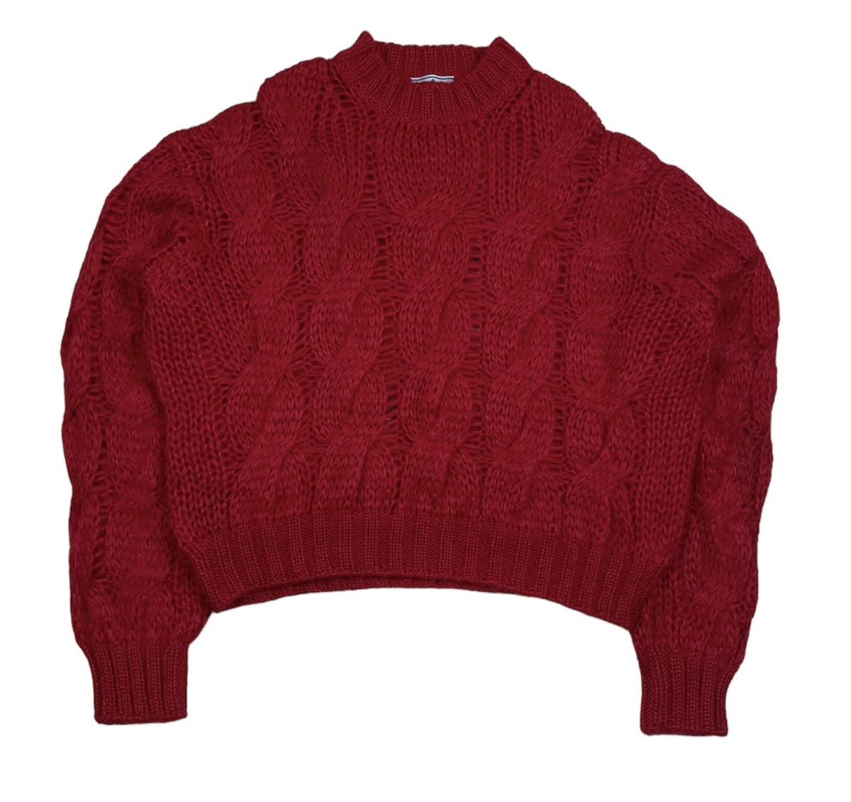 Luxury × Prada PRADA Red cable knit mohair blend sweater | Grailed