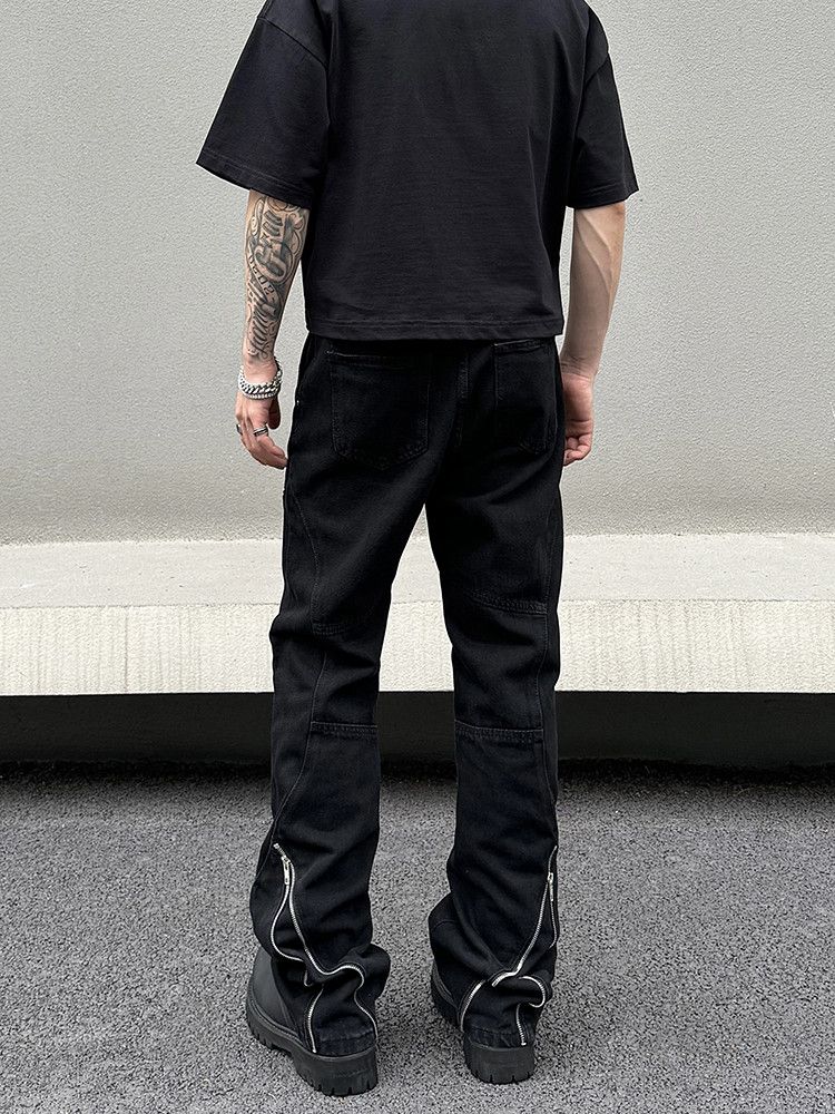 Streetwear Opium Zipper Stacked Black Denim Jeans | Grailed