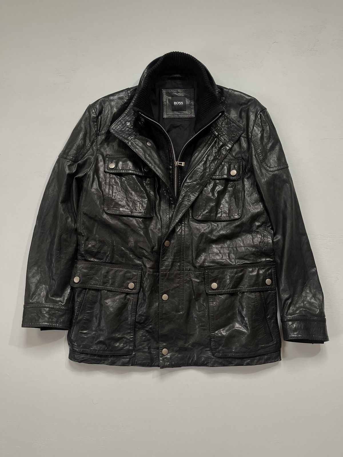Hugo Boss Rare Hugo Boss Lamb Leather Double Layer Cargo Jacket | Grailed