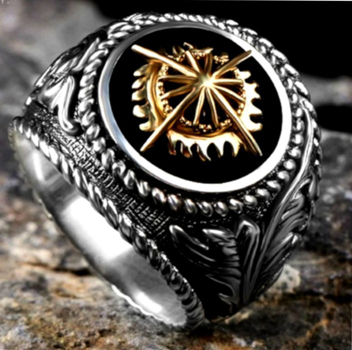 Designer Punk Shine Star Light Carved Silver Gold Ring Unique | Grailed