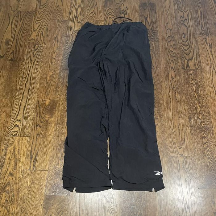 Reebok 2000s baggy wide leg black reebok windbreaker track pants | Grailed