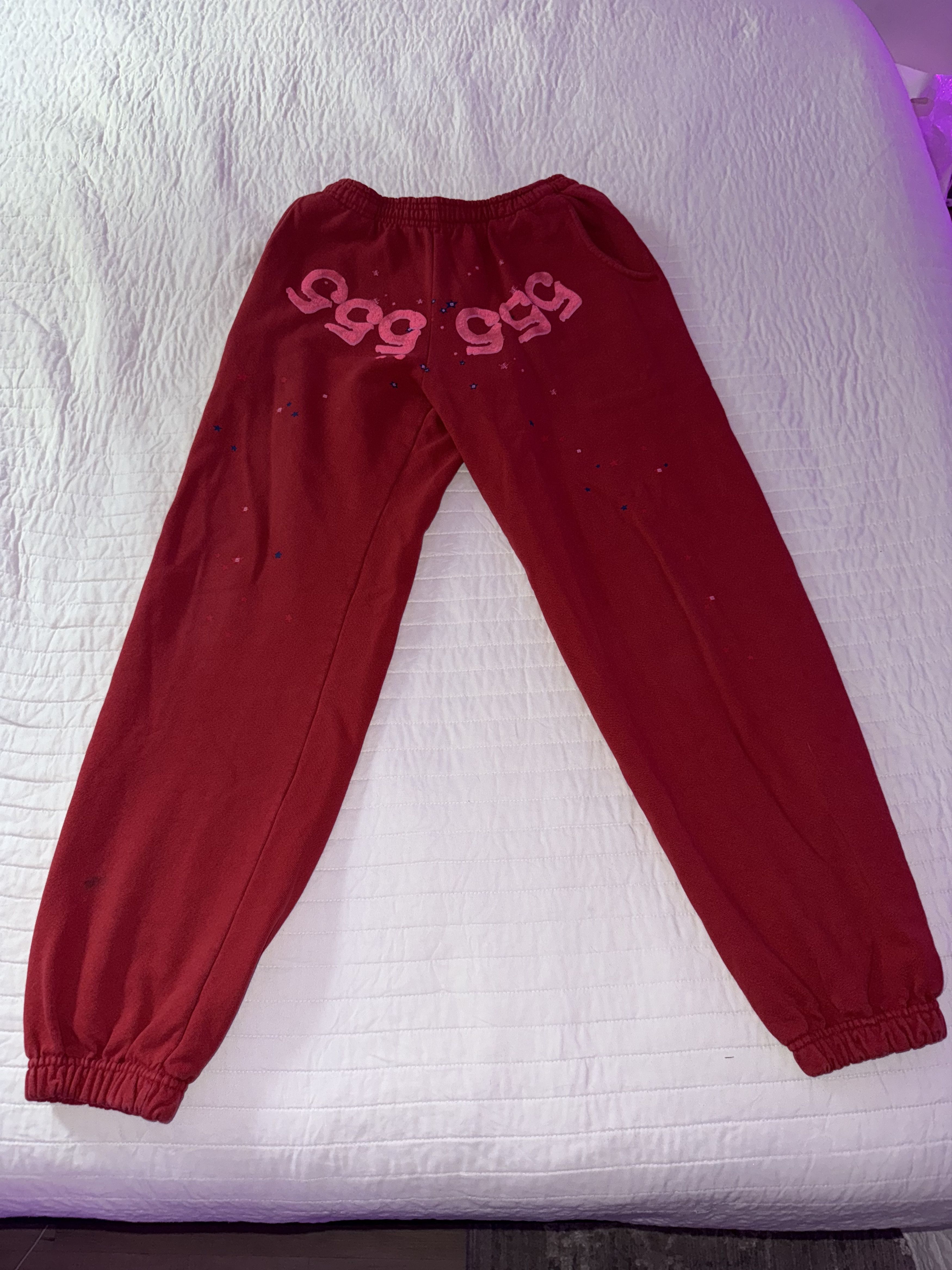 Sp5der Sp5der Worldwide Red Angel Number 555 Sweatpants | Grailed