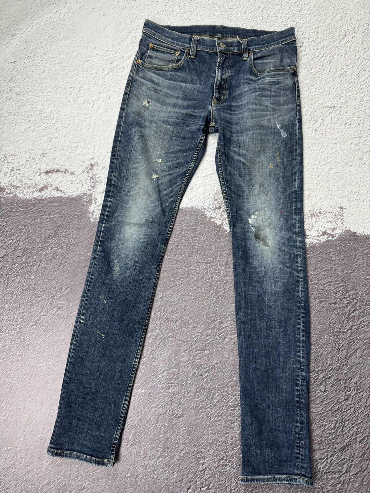 Japanese Brand × Muji Muji Japan blue distressed denim hand painted ...