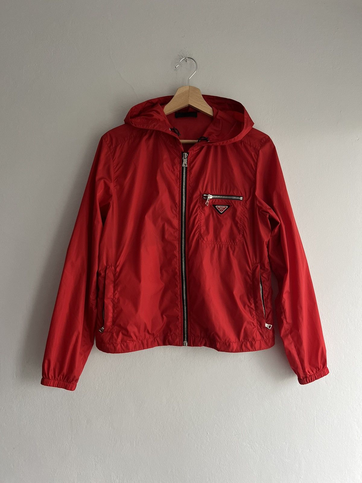 Prada Prada red nylon logo jacket light Authentic | Grailed