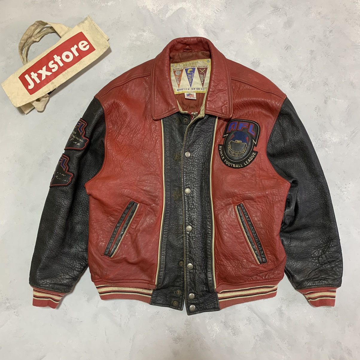 Avirex × Avirex Varsity Jacket × Vintage Avirex Eagles 1971 Champs Varsity Leather Jacket USA ...