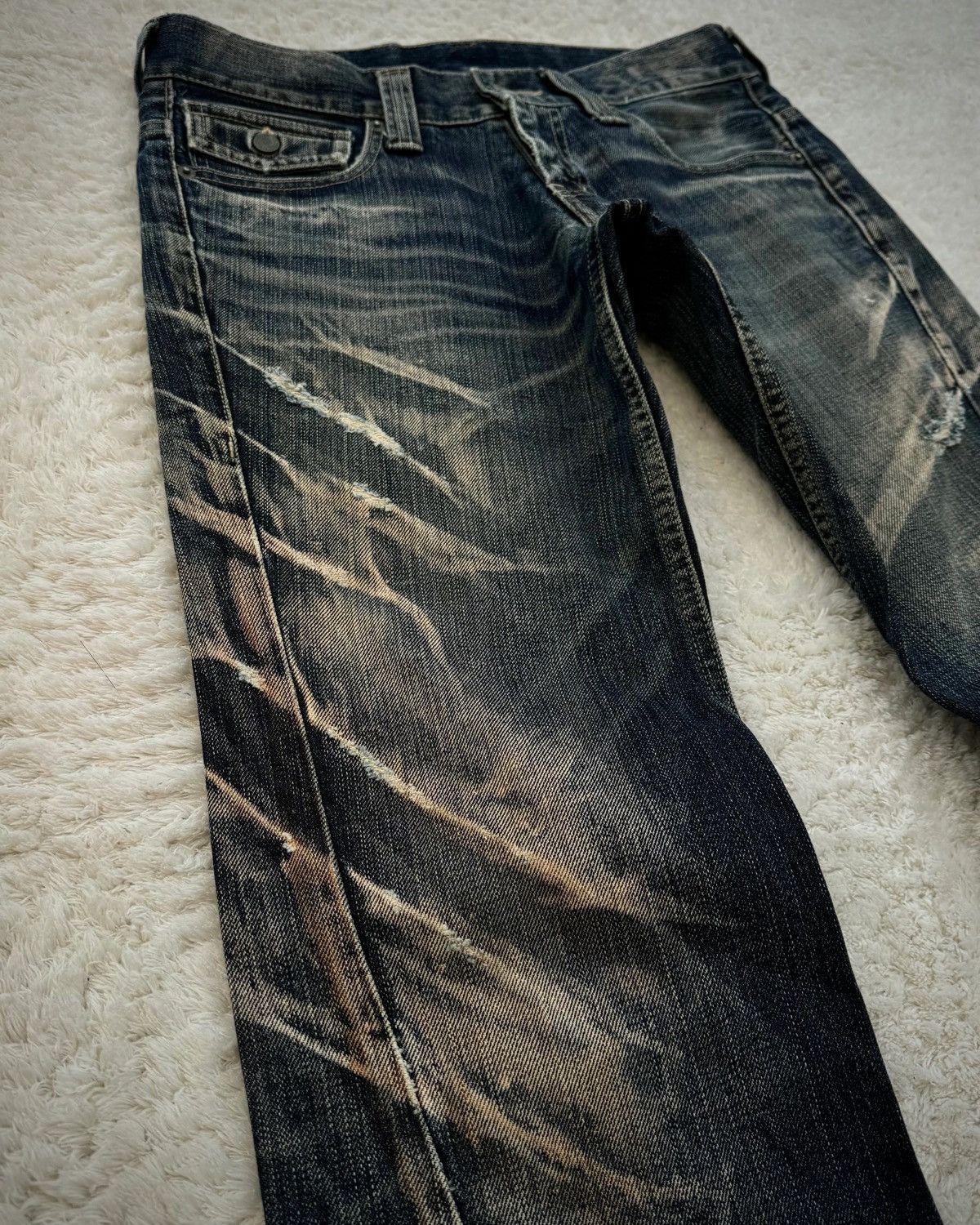 Tornado Mart Tornado Mart Mud Claw Marks Washed Spiral Bootcut Jeans ...