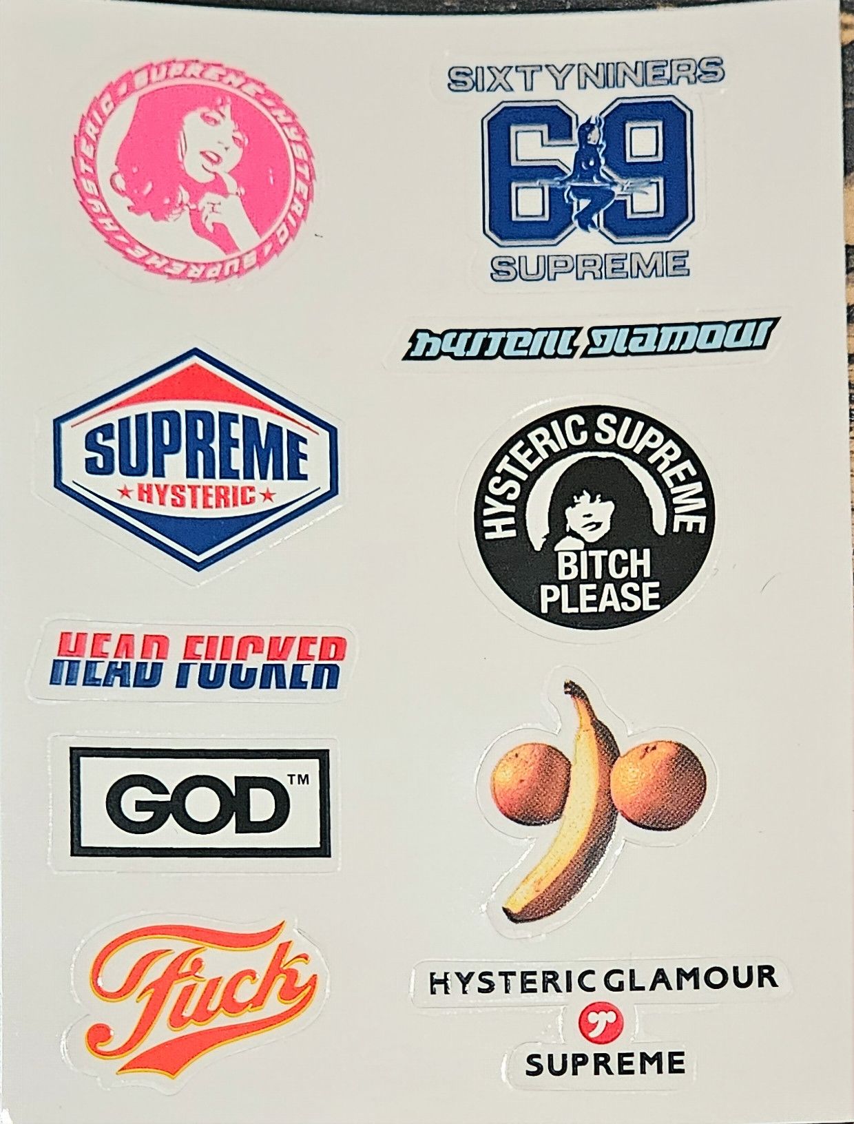 Hysteric Glamour × Supreme Supreme Hysteric Glamour 10 Stickers On 1 ...