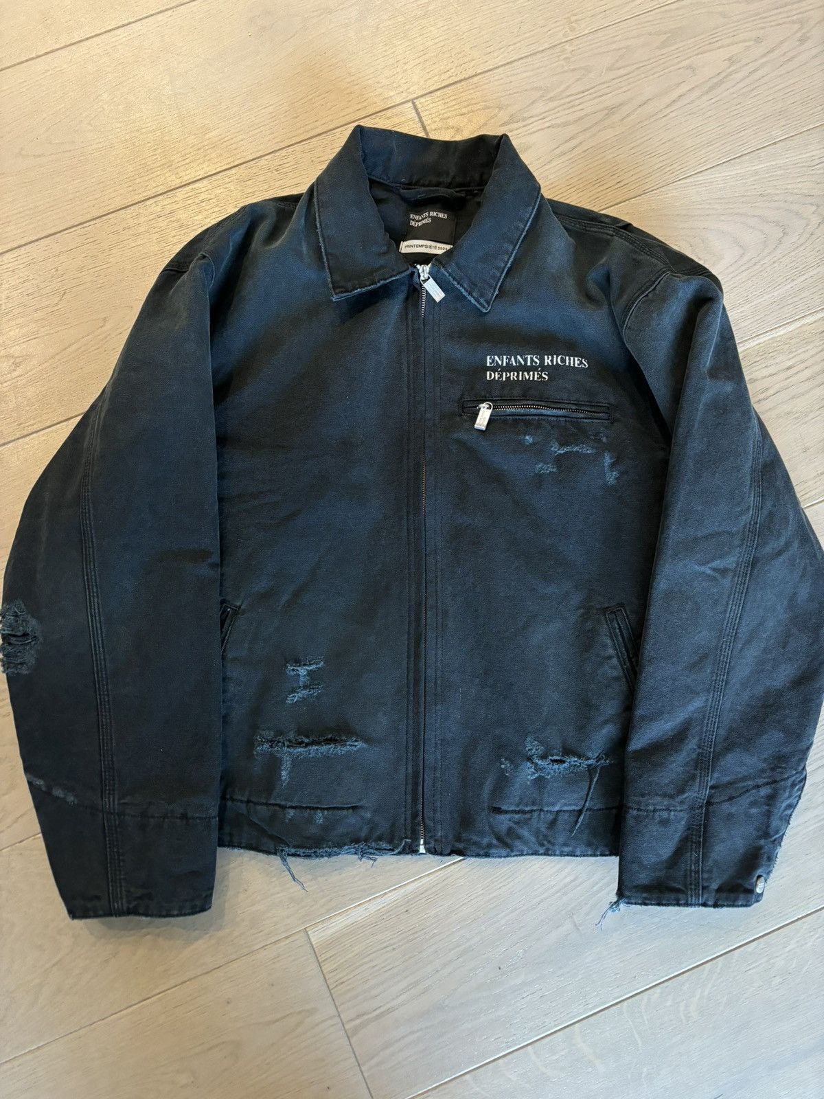 Enfants Riches Deprimes SS24 destroyed canvas workwear zip jacket with ...
