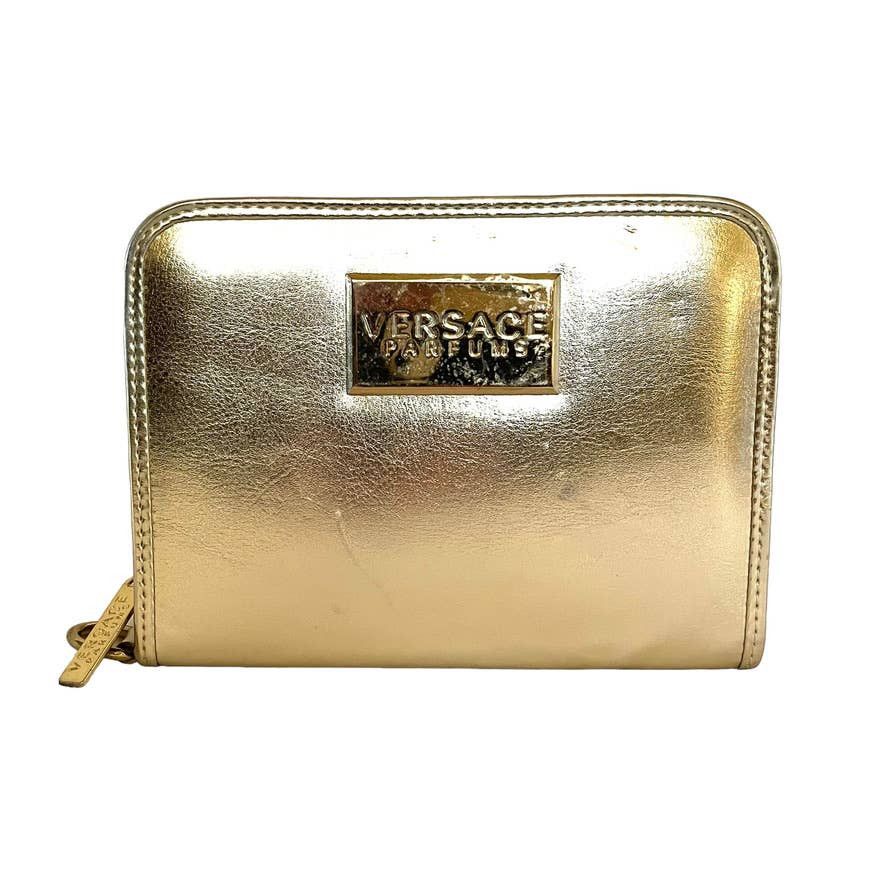 Versace Versace Parfums Gold Faux Leather Zip-Around Pouch Wallet | Grailed