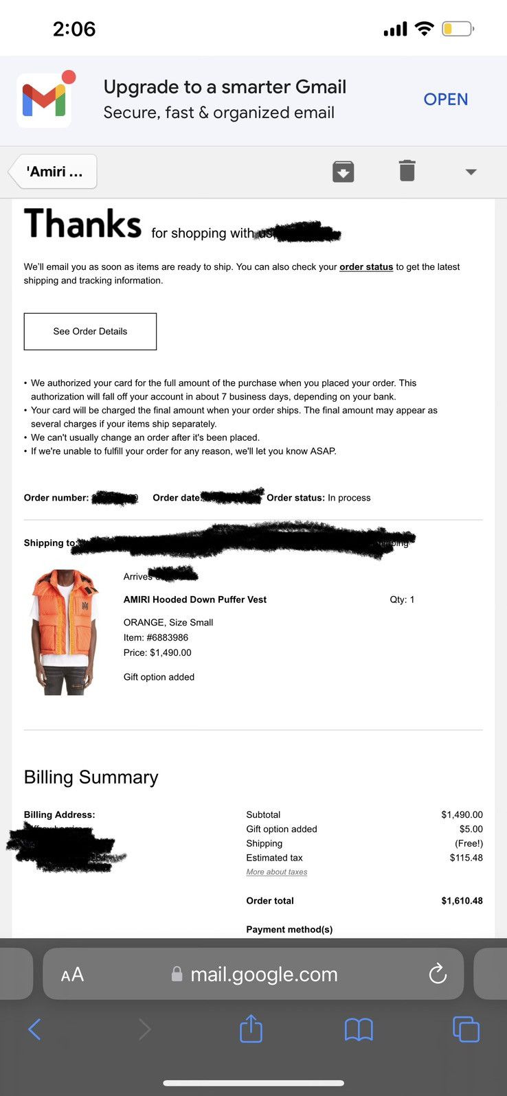 Amiri LAST PRICE DROP AMIRI Orange “Down-Gilet” Padded Vest Jacket ...