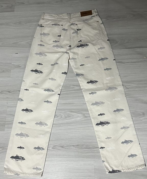 Corteiz Corteiz Alcatraz Pattern Denim Jeans White | Grailed
