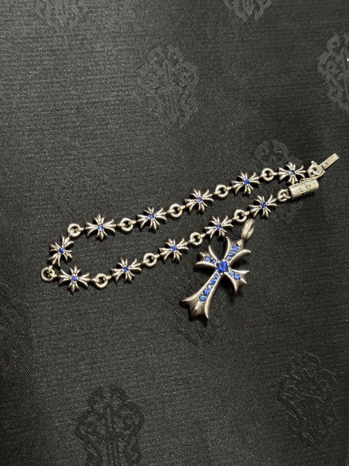 Chrome Hearts Blue Sapphire Tiny E Bracelet Silver | Grailed