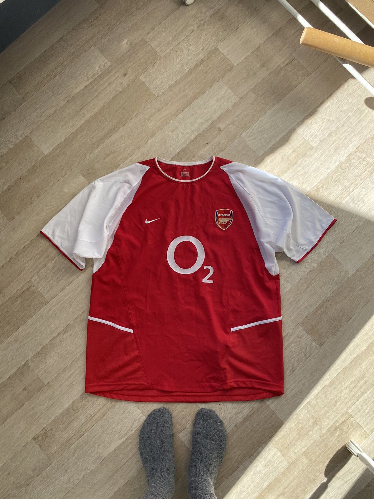 Nike × Soccer Jersey × Vintage Nike Arsenal O2 Vintage Jersey Football ...