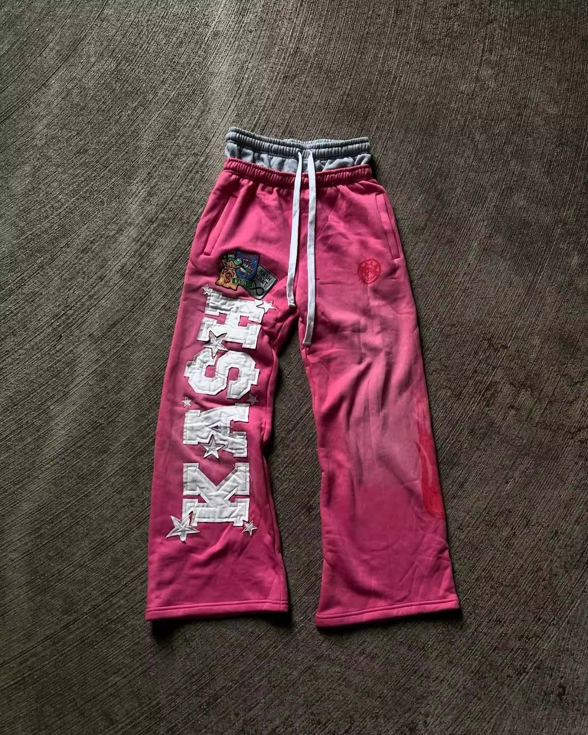 Japanese Brand × Streetwear Double Waist Pink Boxer Baggy Sweatpants ...