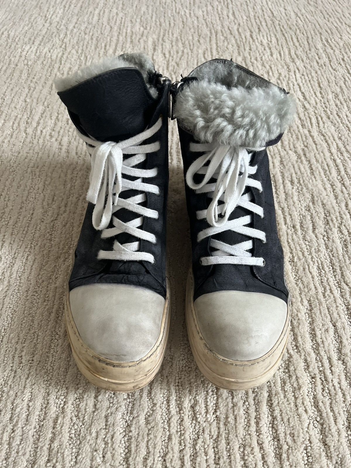 Rick Owens Rick Owens Early Shearling Fur Leather Ramones Size 43 | Grailed