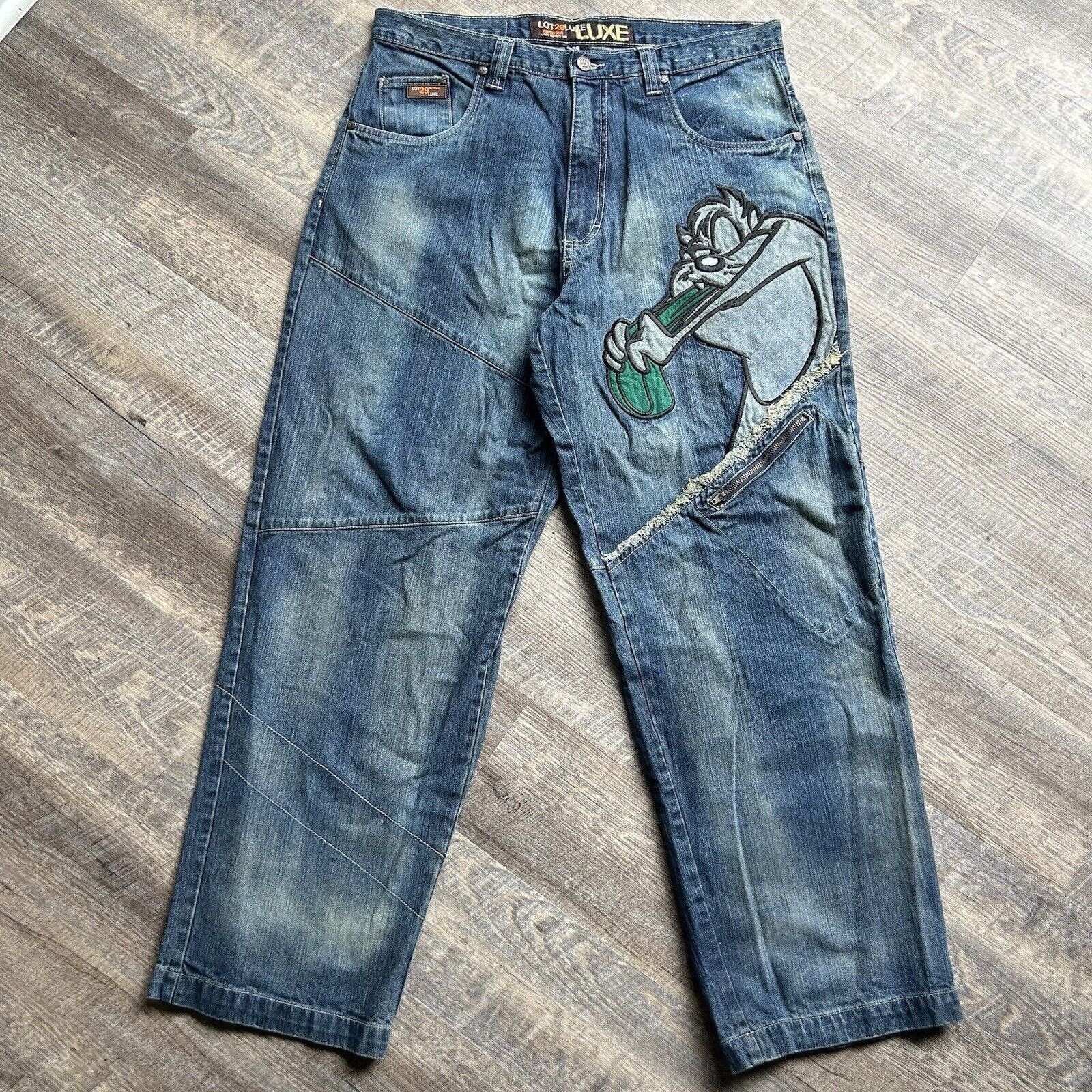 Streetwear Lot 29 Jeans 36x30 Blue Taz Looney Tunes Baggy Hip Hop Y2K ...