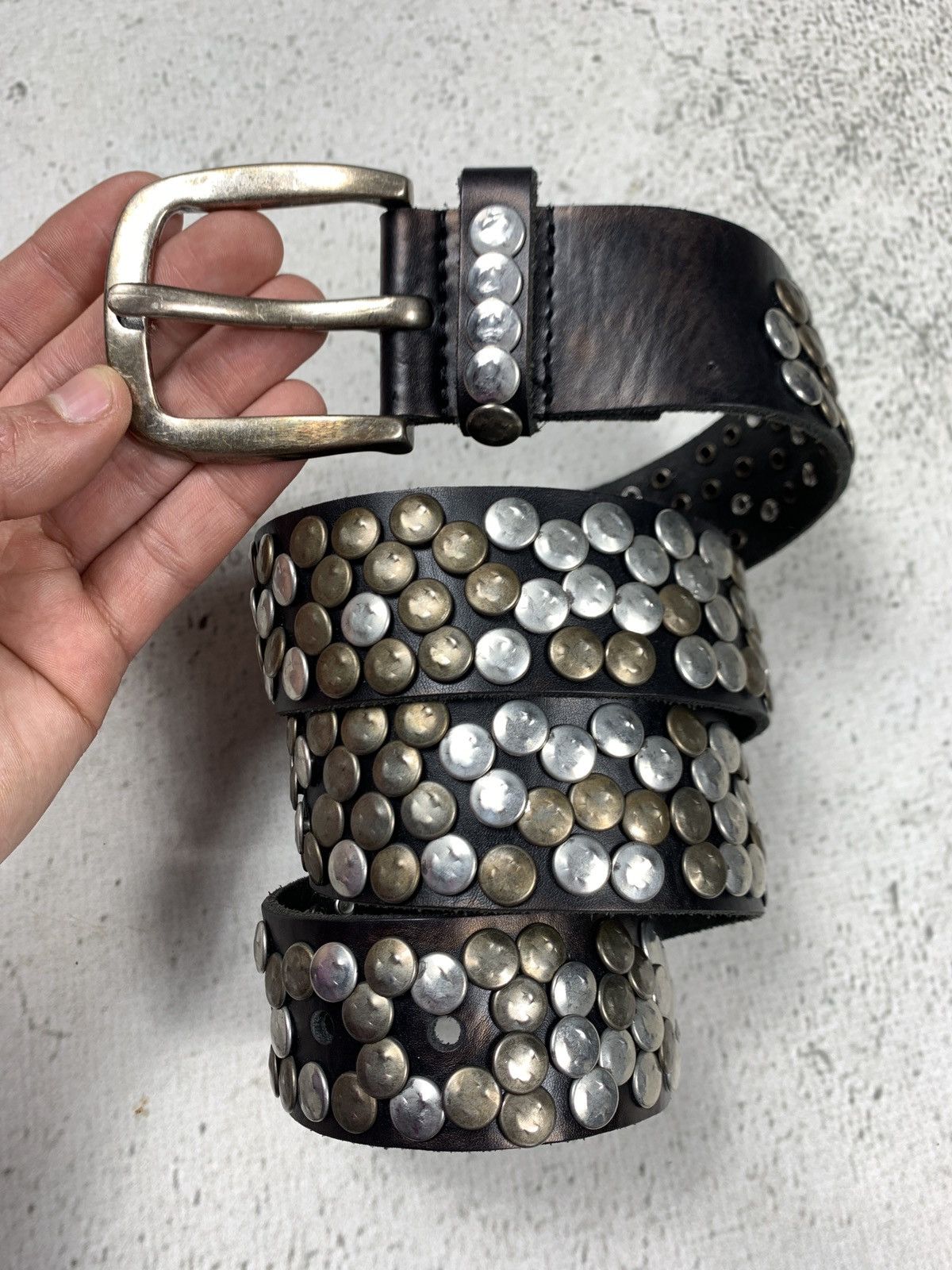 Vintage Vintage Y2K Steel real Leather Studded Belt | Grailed