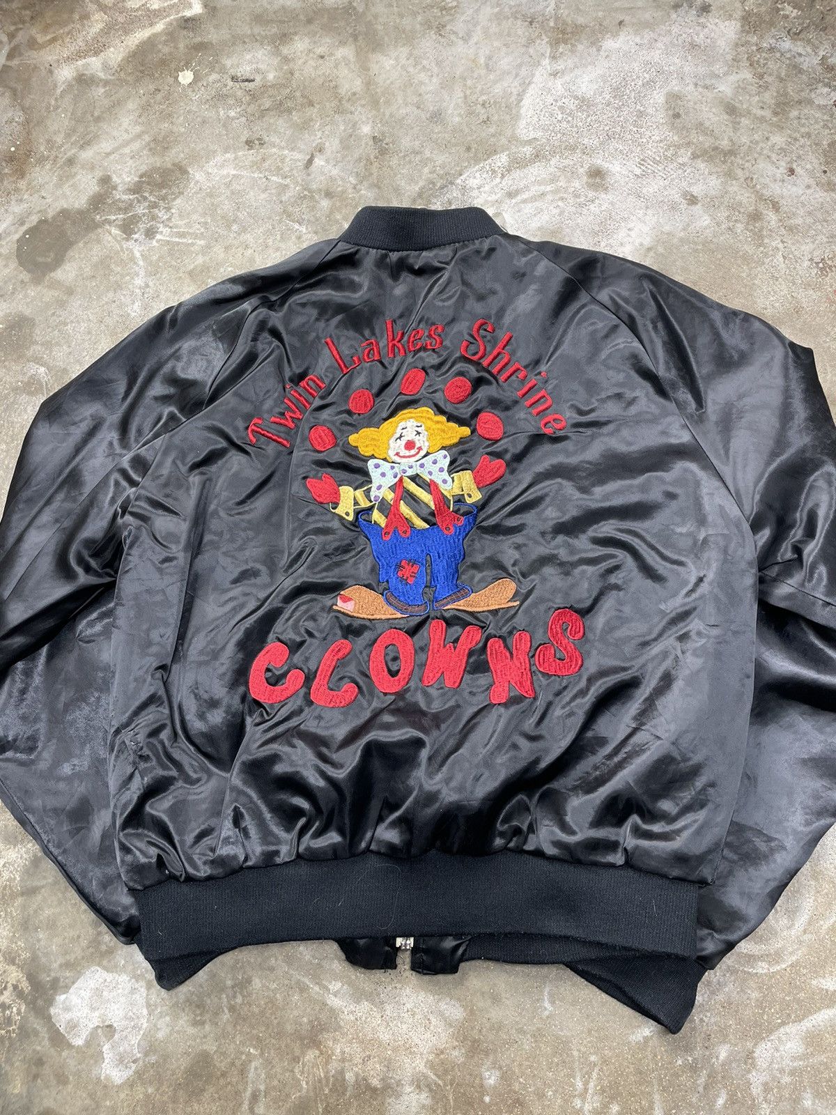 Art × Vintage 80’s Chain Stitch Clowns Satin Bomber Jacket | Grailed