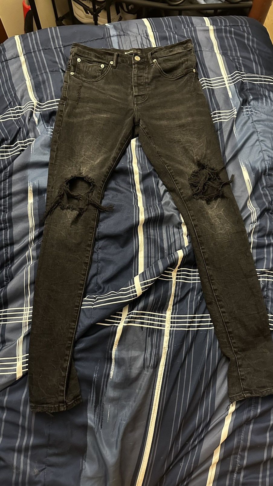 Purple Brand black double rip purple jeans | Grailed