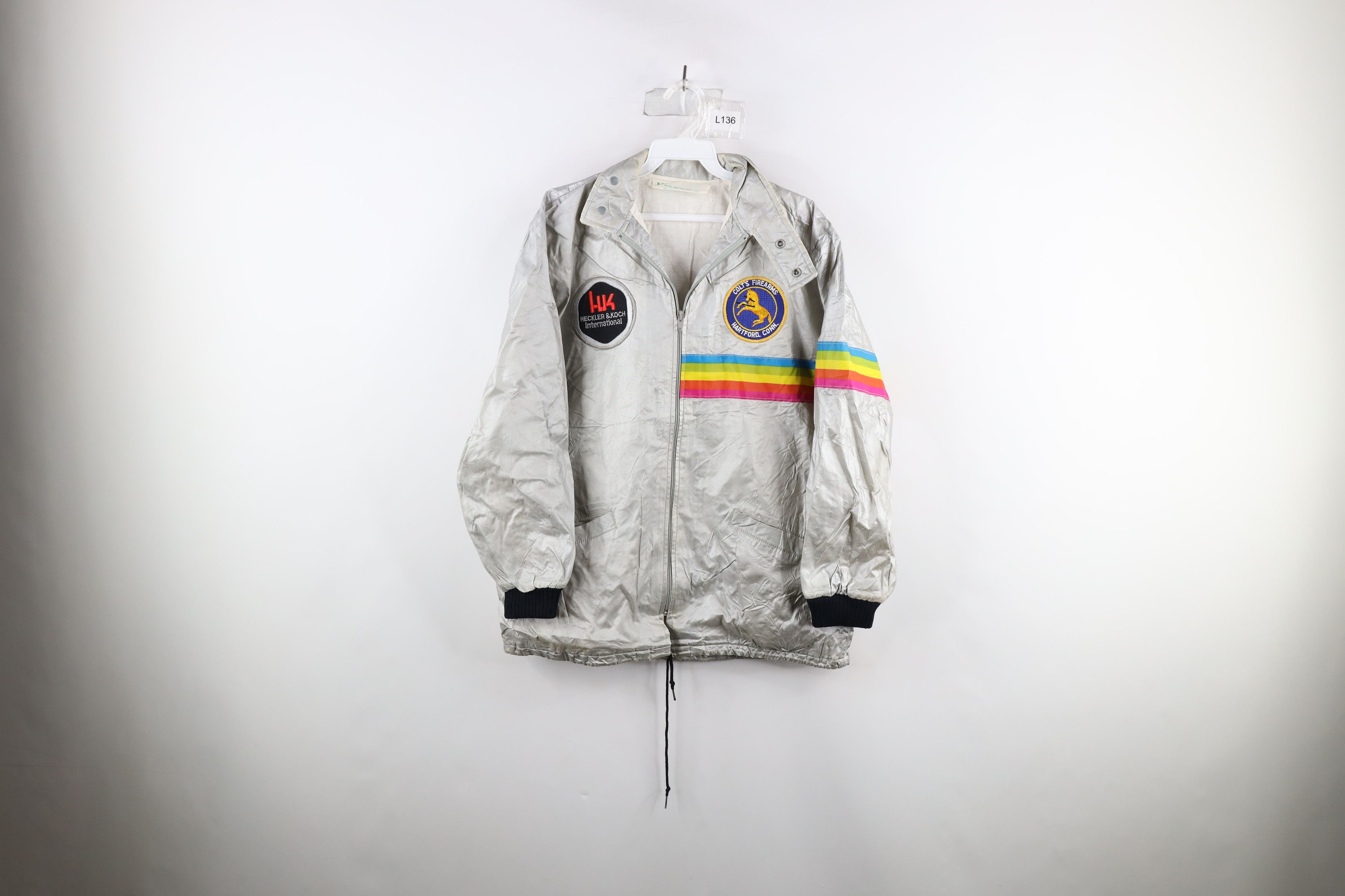 Vintage Vintage 70s International Colts Firearms Jacket Silver USA ...