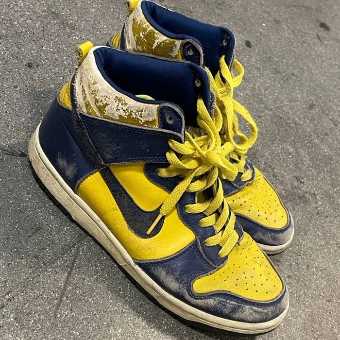 Nike Vintage 1990s Nike Michigan Dunk high men 6.5 | Grailed