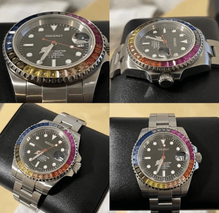 Custom Seiko mod rainbow automatic watch | Grailed