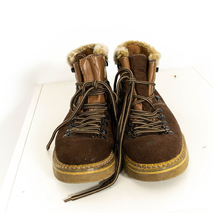 Vintage Land Rover Fur Trim Brown Lace Up Boots | Grailed