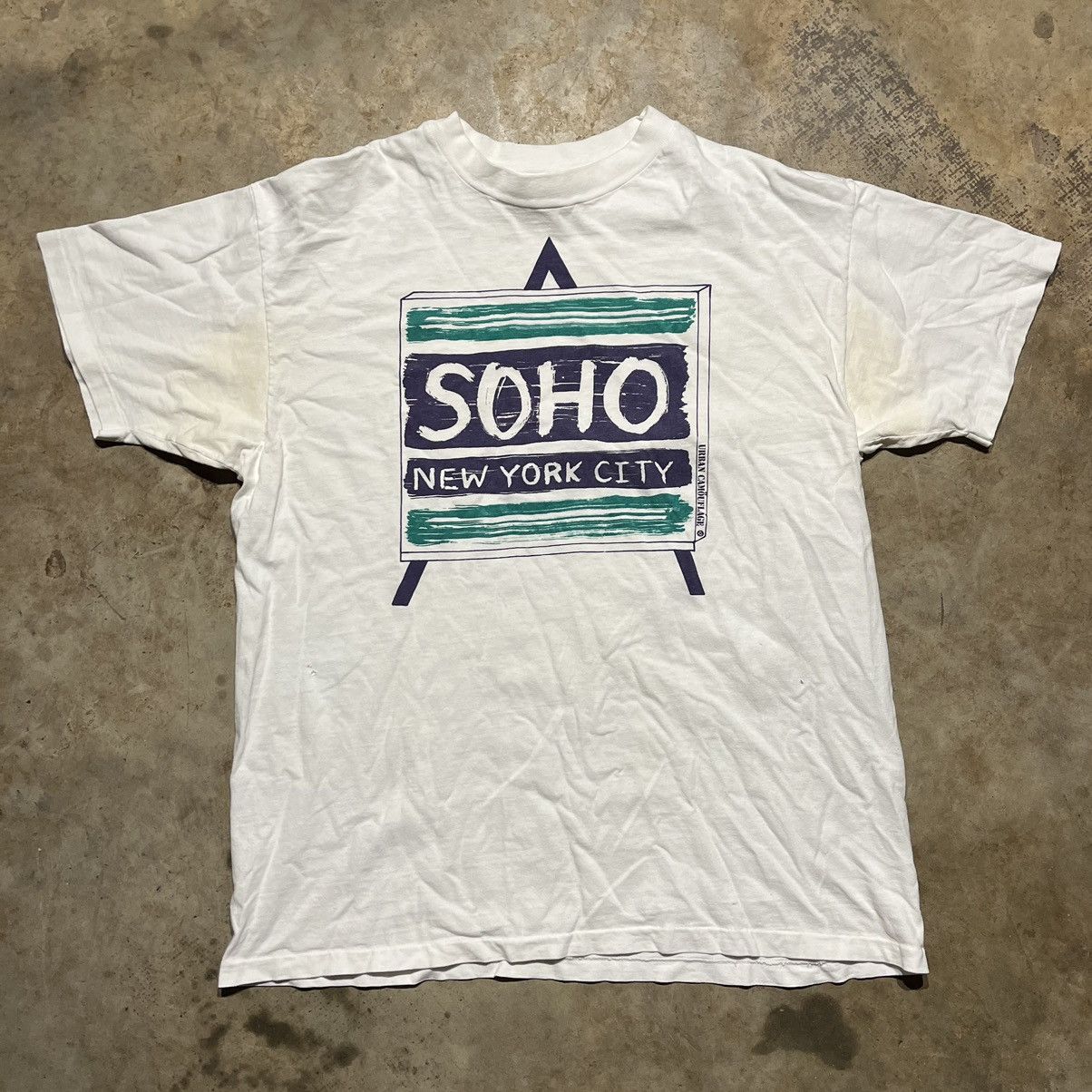 Made In Usa × Vintage Vintage 90s Soho New York White Destination Shirt ...
