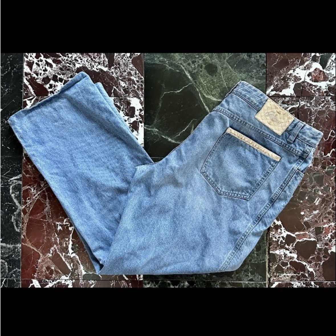 Brioni BRIONI SENALES BLUE DENIM JEANS GRAY PYTHON SNAKESKIN TRIM | Grailed