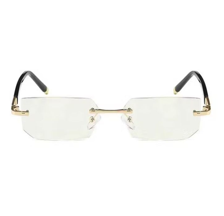 Streetwear Luxury Eyeglass Frames Rimless Eyewear Diamond Cutting lens ...
