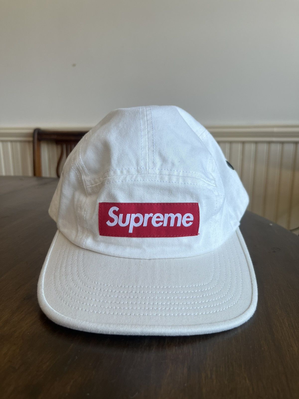 Supreme Supreme 5 Panel Hat White/Red Box Logo | Grailed