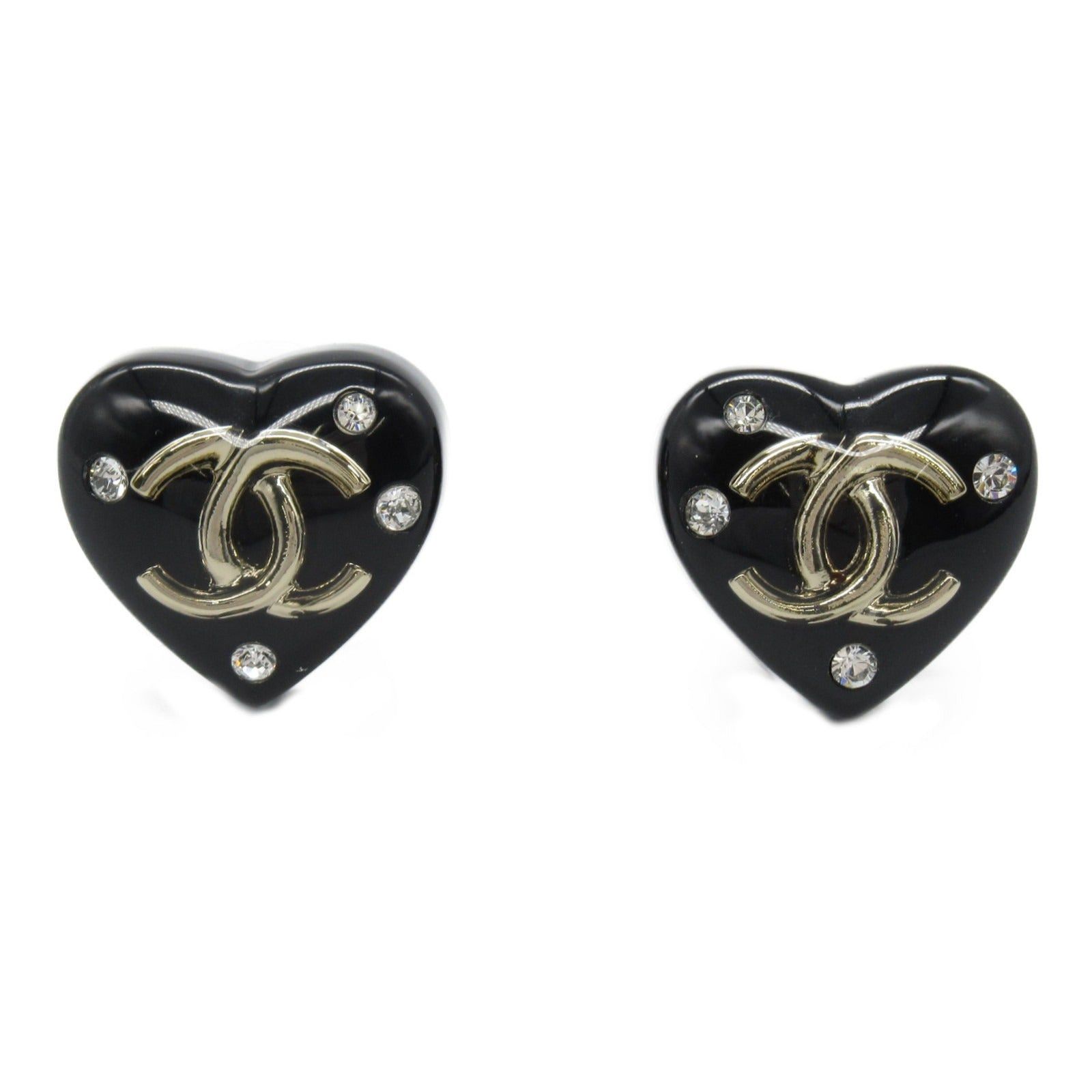 Chanel Chanel Heart Earrings Plating Black Gold Champagne Grailed