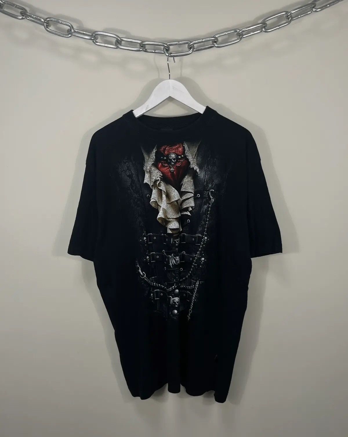 Vintage Vintage Spiral Death Skull Gothic Graphic Black Baggy Tee | Grailed
