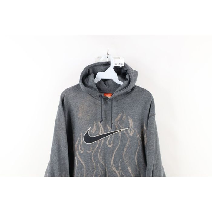 Nike Vintage Nike Travis Scott Big Swoosh Fire Flames Hoodie | Grailed