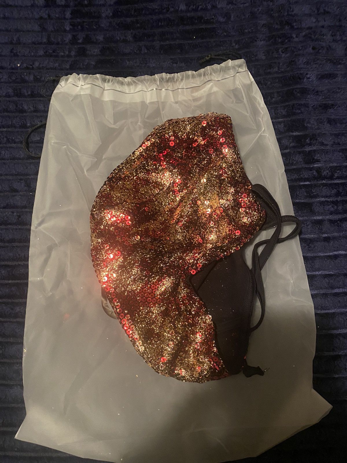 Haute Cryptic Nine X Haute Couture X Red Gold Lace Mesh Mask | Grailed