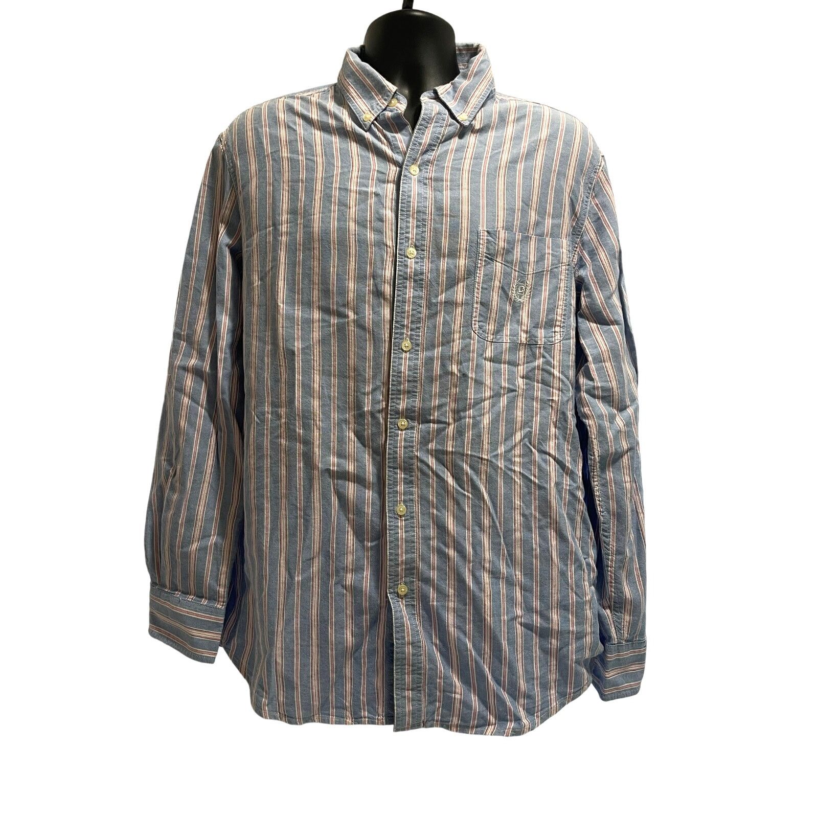 Chaps Chaps Ralph Lauren Med Blue Pink Striped Vintage Button Down | Grailed